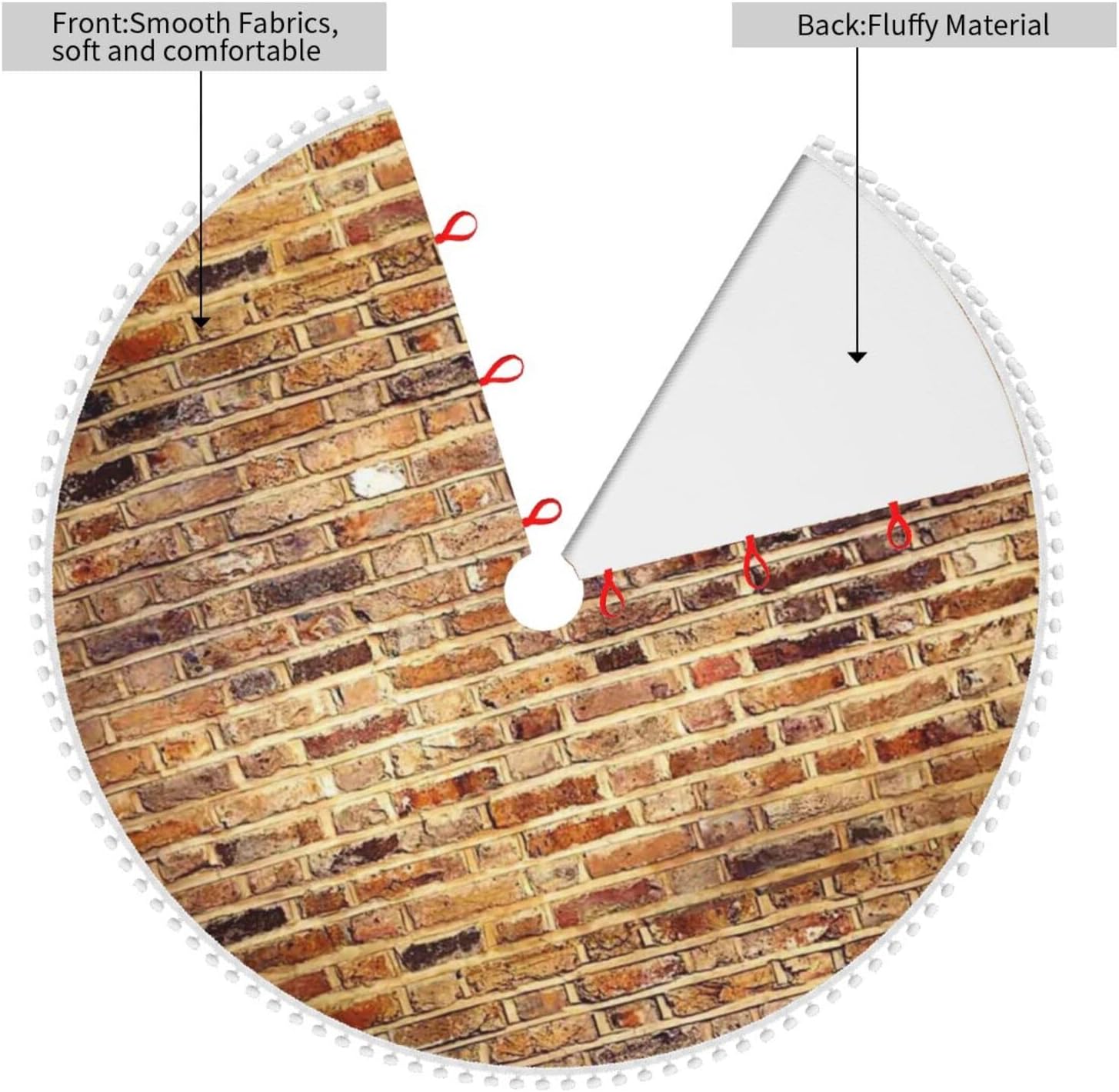 Fondo de pared de ladrillo industrial, falda de árbol de Navidad ...