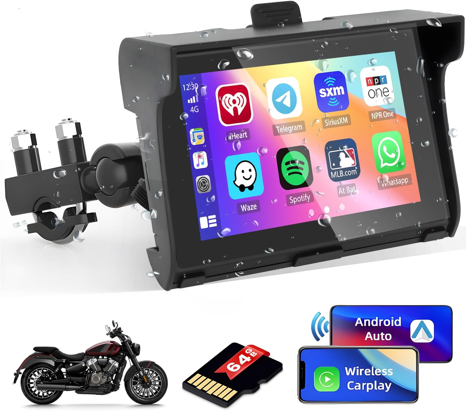 Amazon.com: Roinvou Upgrade 5 Inch Motorcycle Carplay GPS Navigation ...