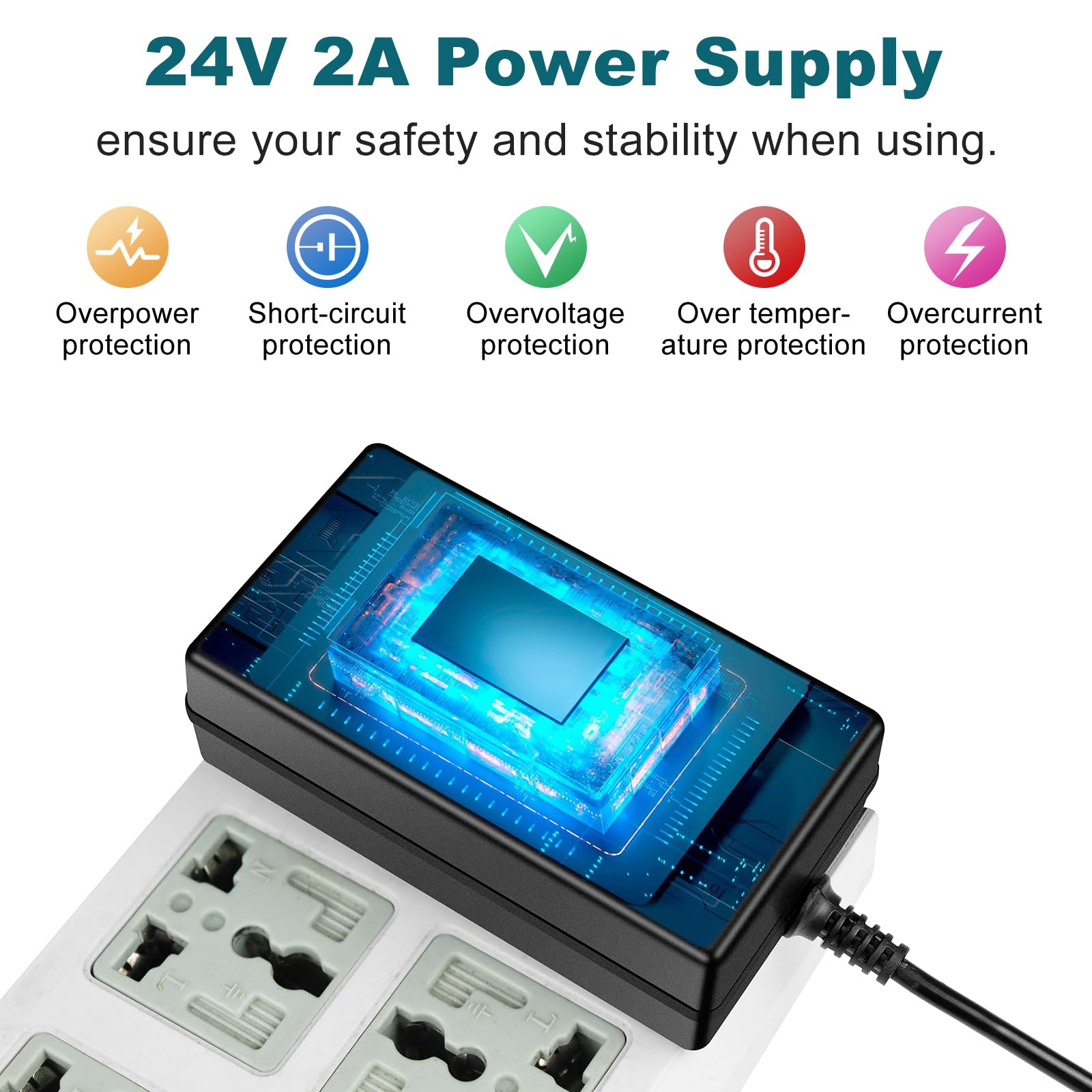 Snapklik.com : inShareplus 24V 48W Power Supply, 24V 2A LED Driver, 100 ...