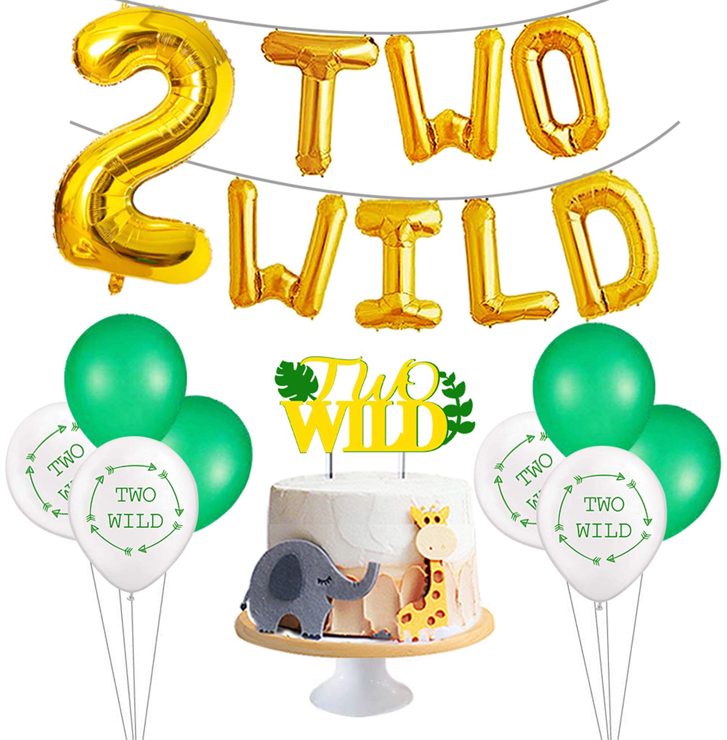 Two Wild Birthday Decorations Kit 16 Inch Two Wild Balloons ...