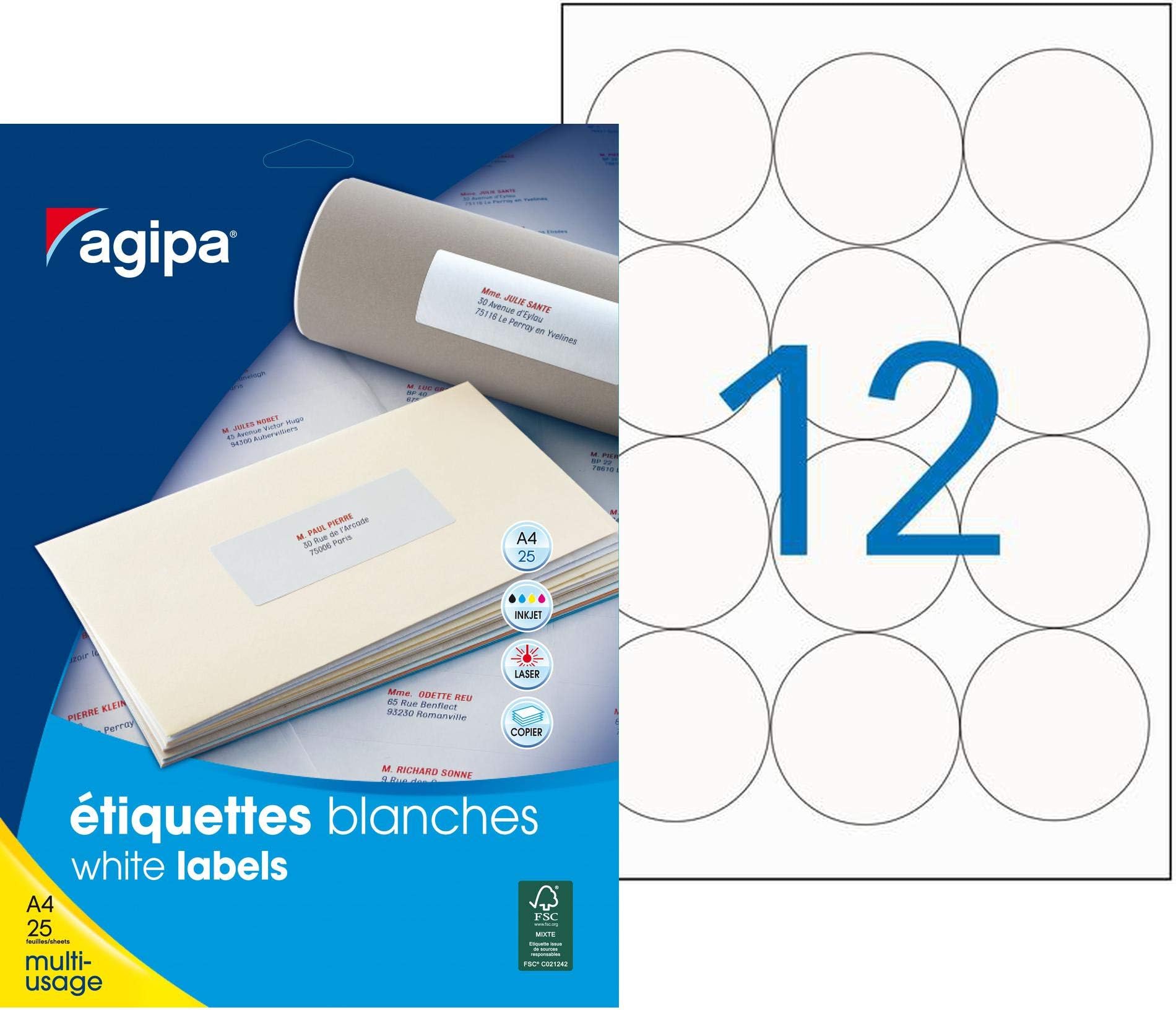 Apli Agipa – Boite Étiquettes Adhésives Blanches Multi–Usages ...
