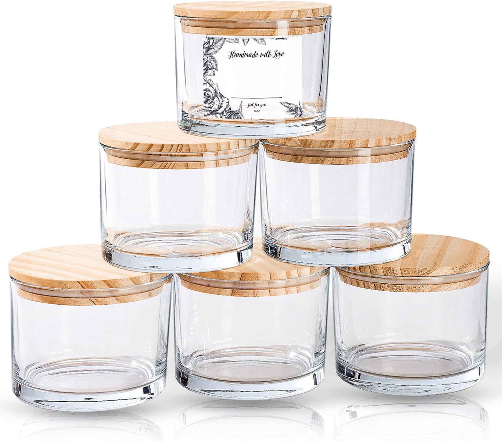 Amazon.com: LIYAR Glass Candle Jars 16 Oz Candle Containers 6 Pack Wide ...