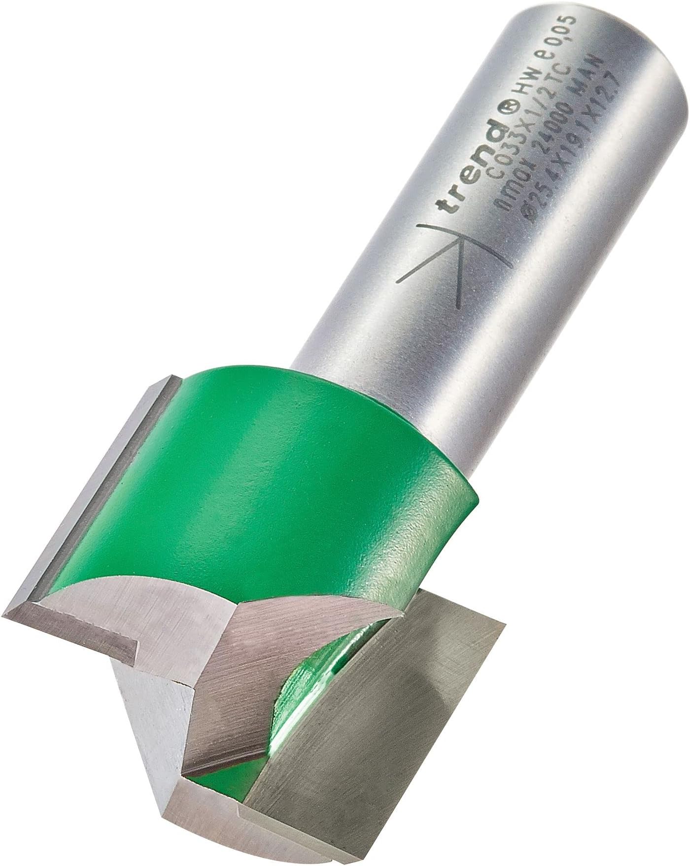 Trend CraftPro Straight Two Flute Router Cutter Bit, 1/2 Inch Shank, 25 ...