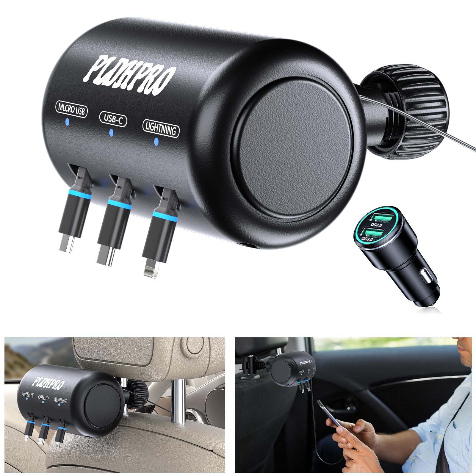 Amazon.com: Uber Accessories for Car 3 in 1 Backseat Car Charging ...