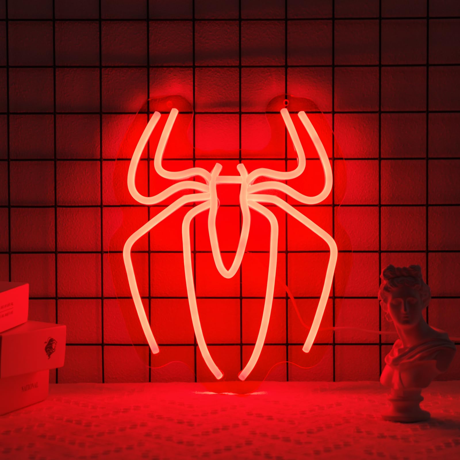 Amazon.com : Red Spider Neon Sign LED Light for Wall Decor Dimmable ...
