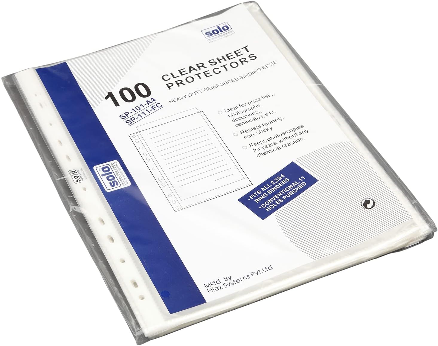 Solo 11-Hole Sheet Protector - A4 (Pack Of 100) : Amazon.in: Office ...