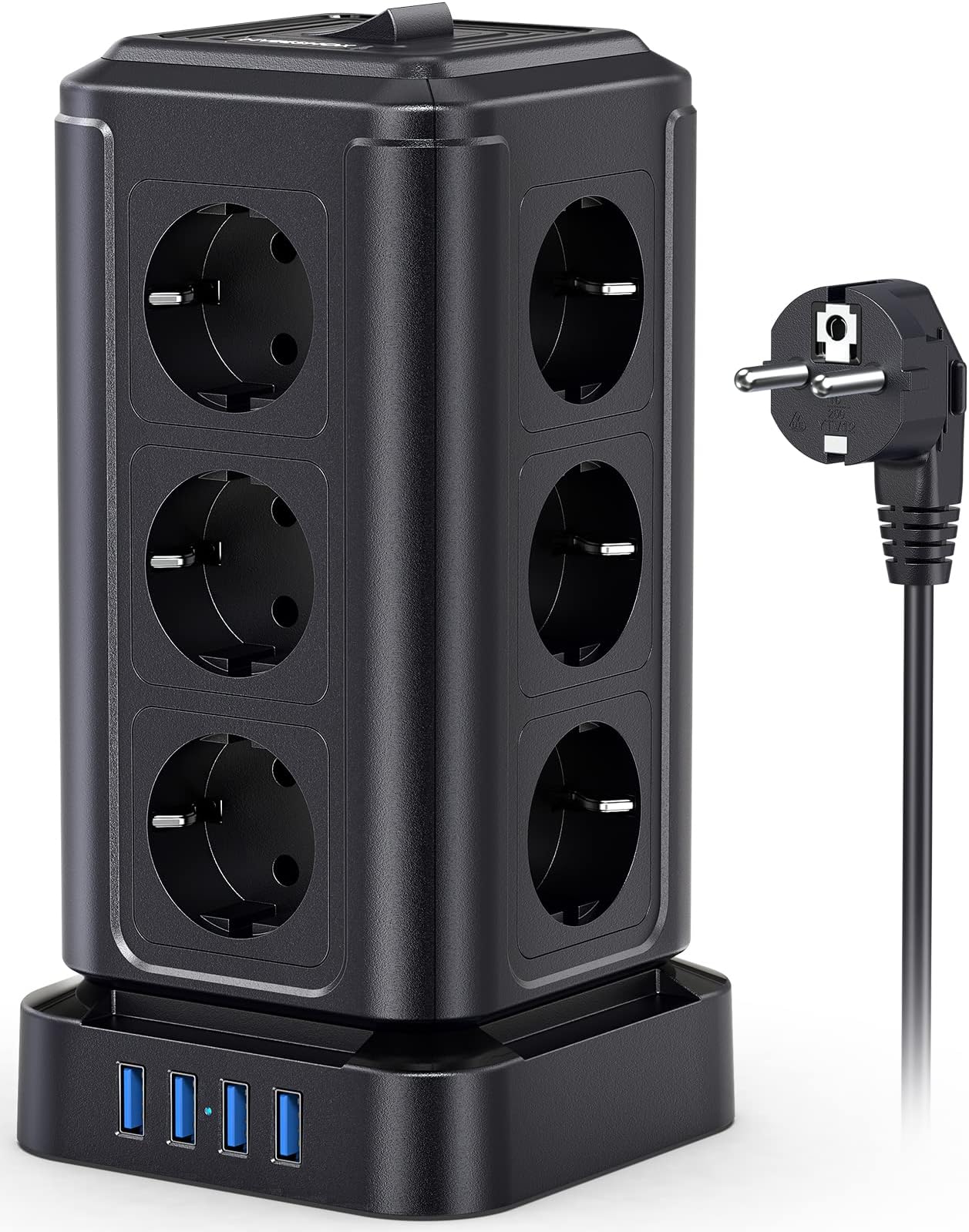 Mehrfachsteckdose Tower, TESSAN 12 Fach Steckdosenleiste Turm ...