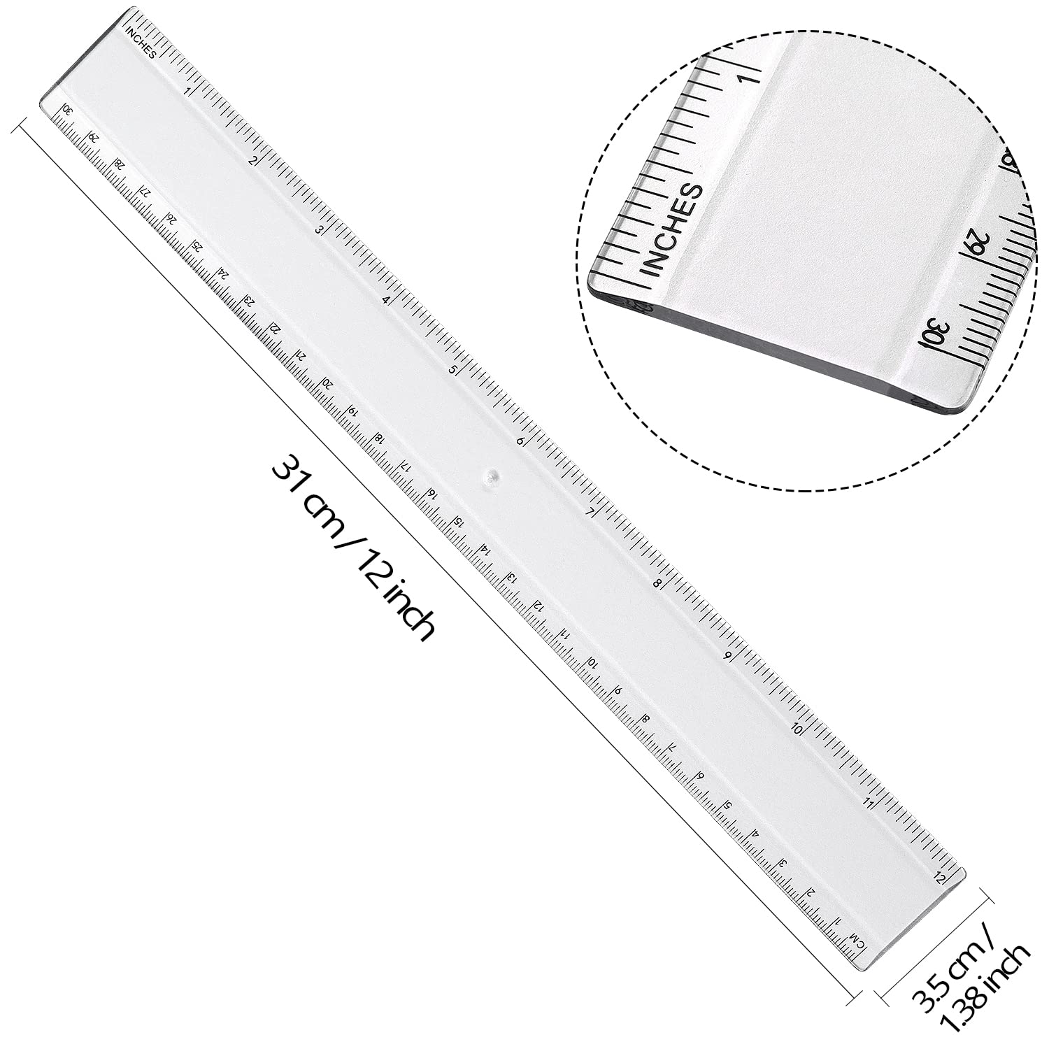 Snapklik.com : Clear Plastic Straight Ruler Set - 12 Inch Ruler