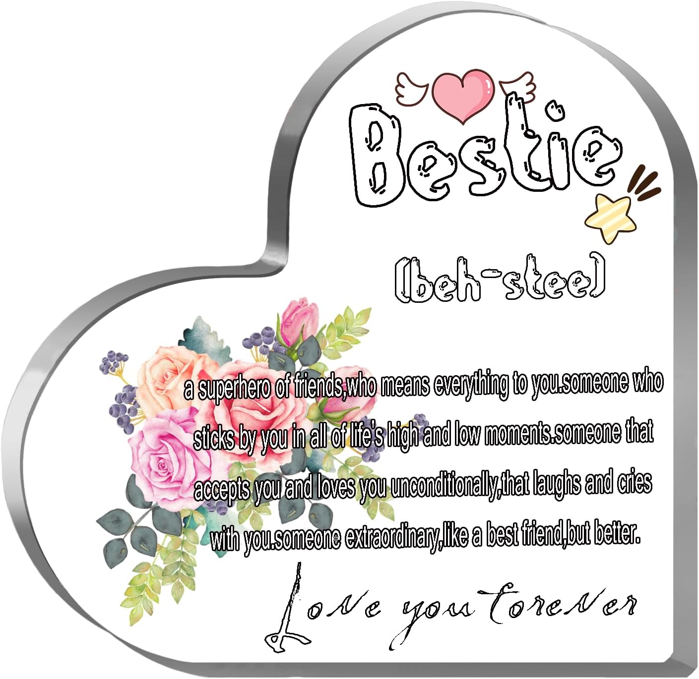 Amazon.com: Zhocers Acrylic Heart Sign Bestie Friend Gifts for Women ...