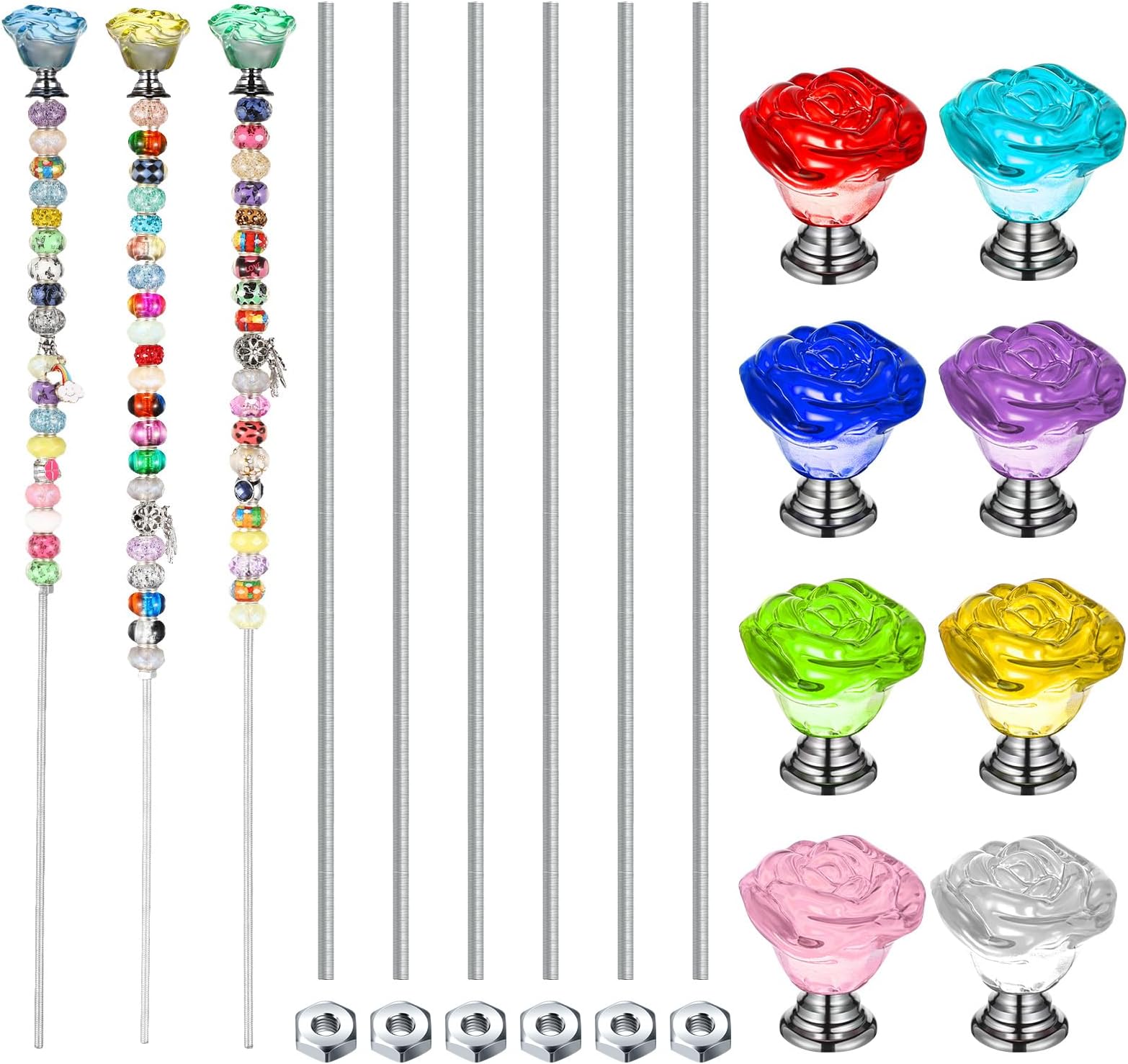 Amazon.com : Pelopy Pack of 8 DIY Fairy Garden Beaded Stakes Wands Kit ...