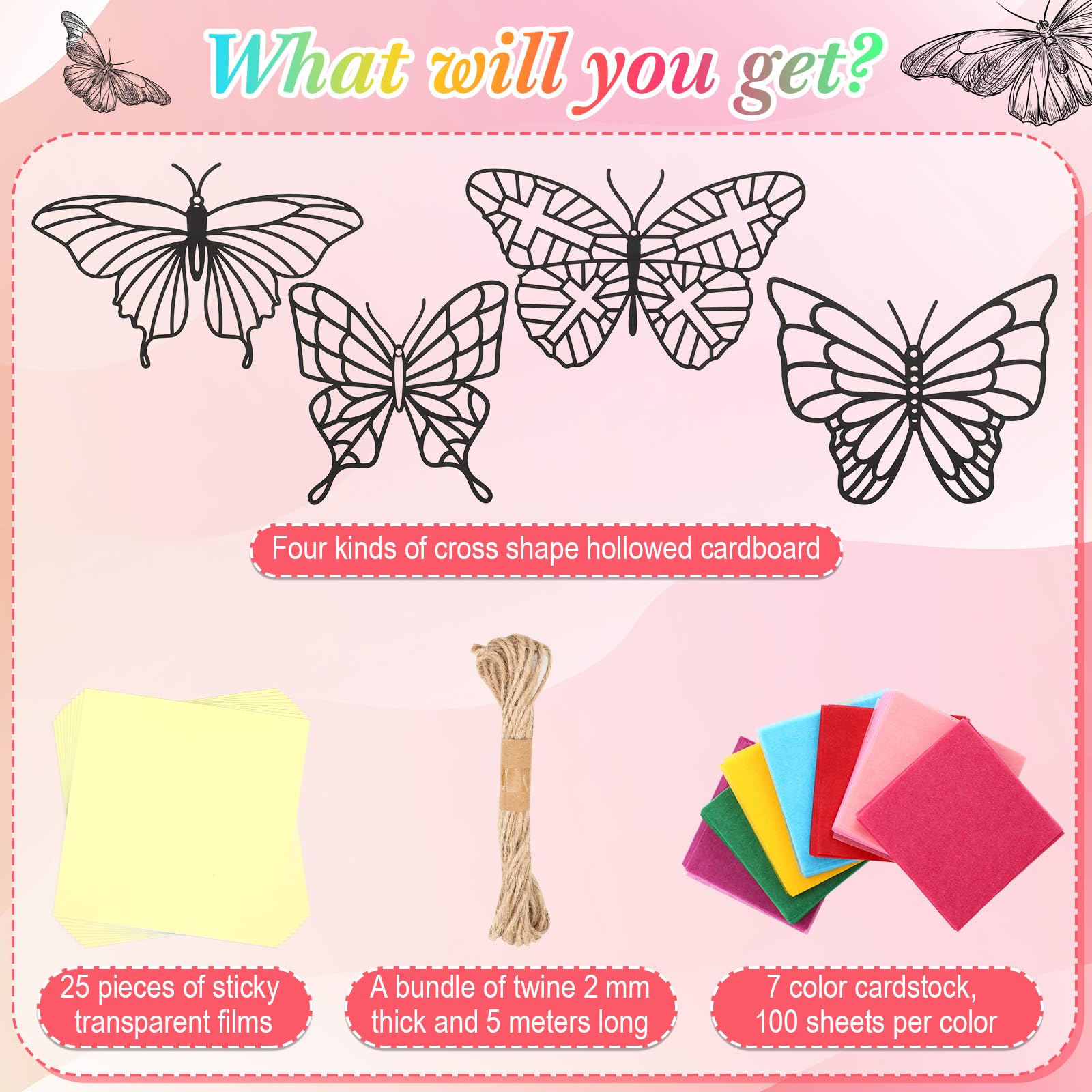 Snapklik.com : Yeaqee 24 Pack Butterfly DIY Suncatcher Paper Crafts ...