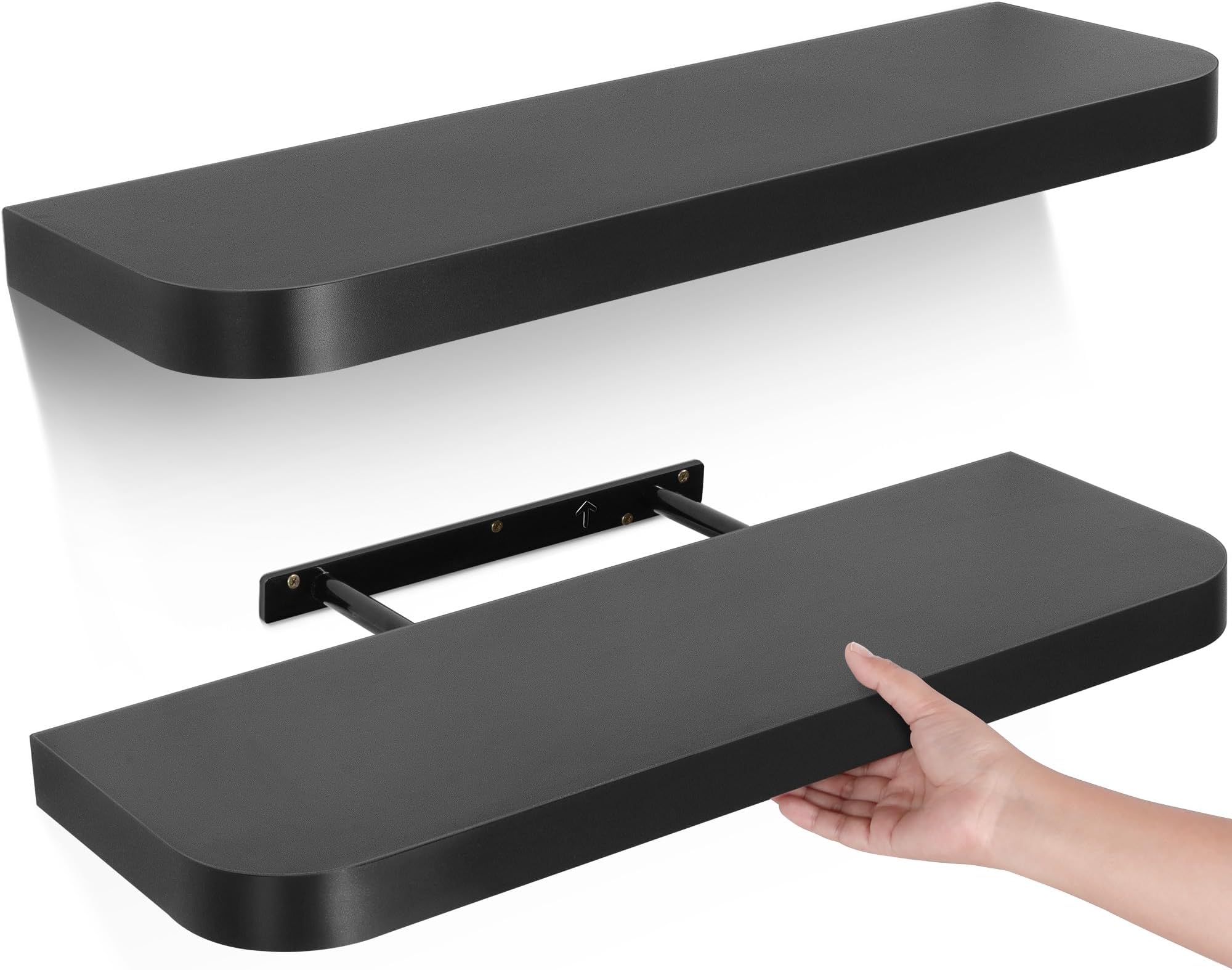 Amazon.com: BATODA 24" Acacia Wood Floating Shelves Wall Mounted (Round ...