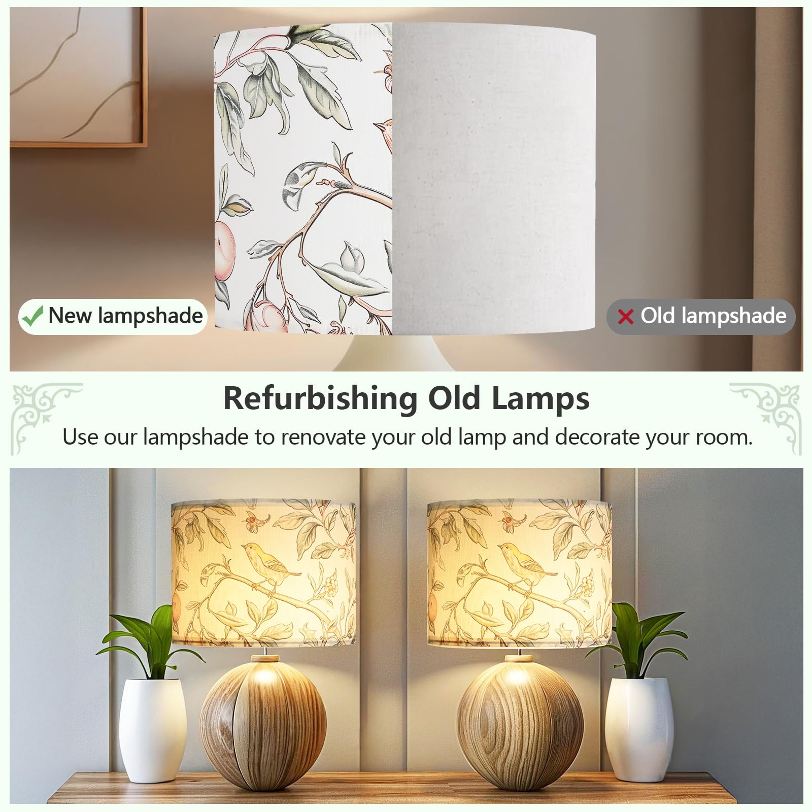 Snapklik.com : Novantl Fabric Lamp Shades, 13” Width And 10” Height ...