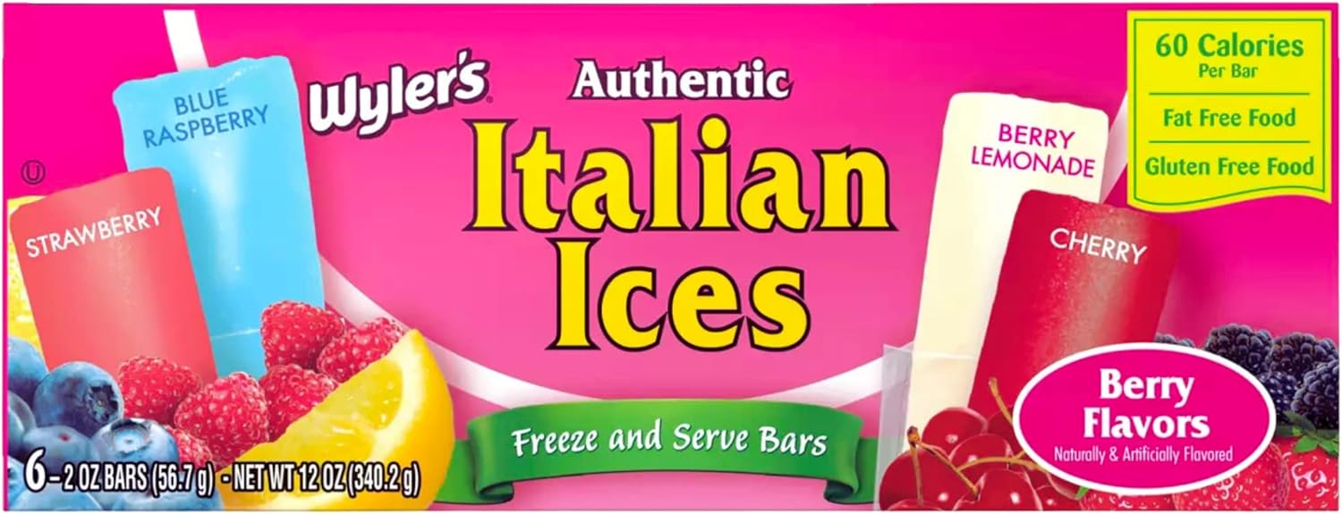 Amazon.com: AMSH Italian ICES 4 Berry Flavors Fat Free Freezer Ice Pops ...