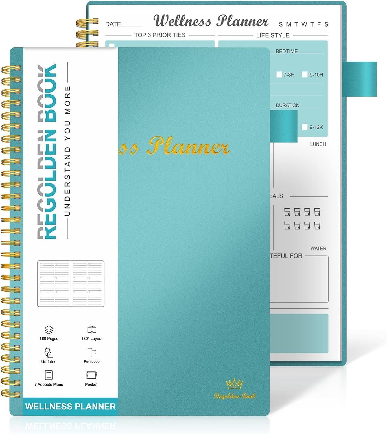 Wellness Planner Undated, Monthly& Daily Agenda Health Goals, Self-care ...