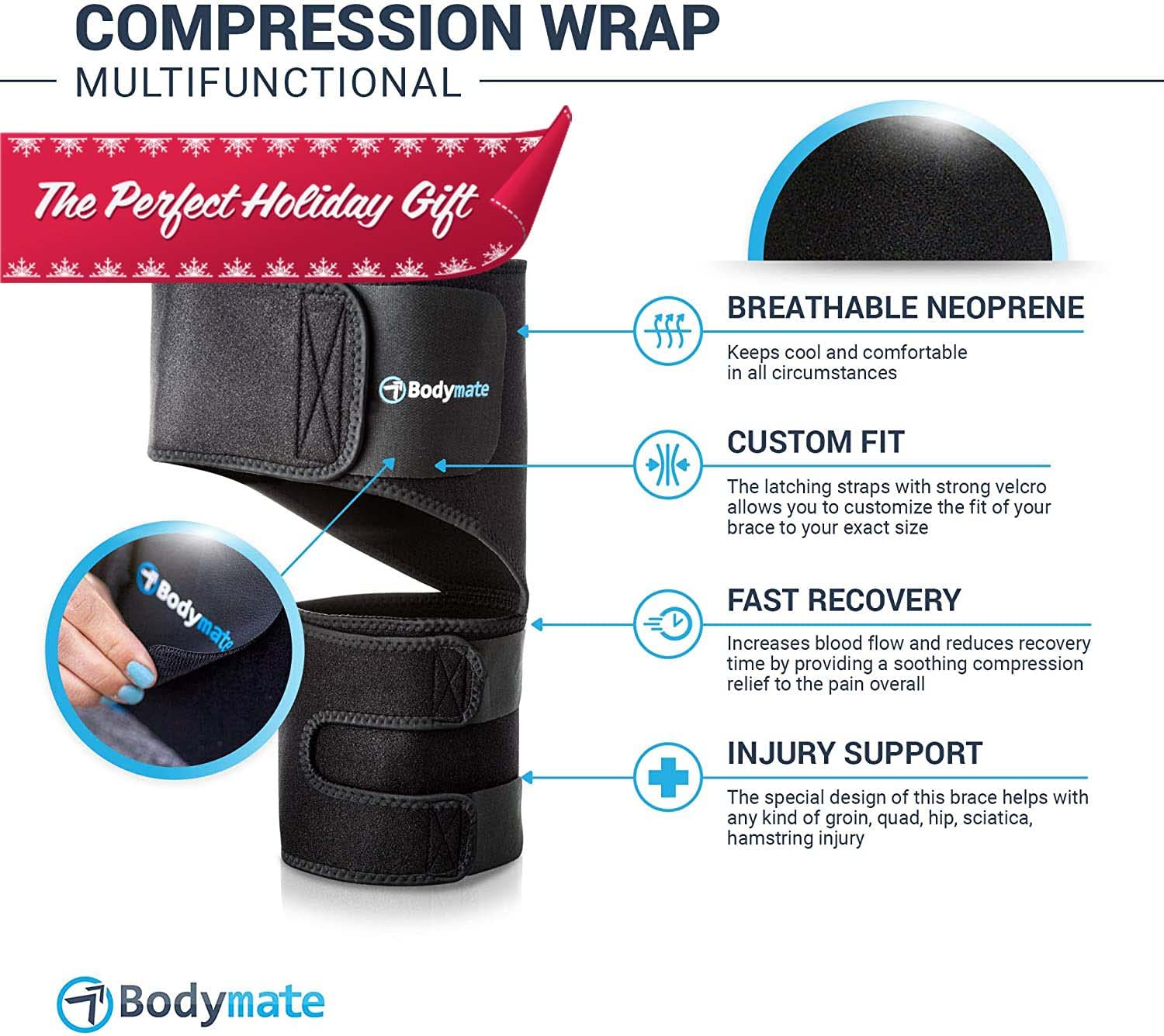 Bodymate® Compression Brace for Hip, Sciatica Nerve Pain Relief Thigh ...