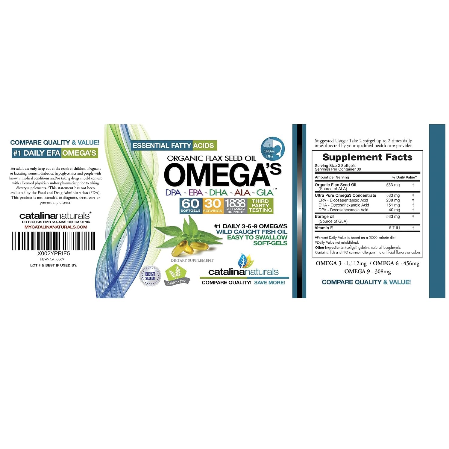 Omega 3-6-9 Blend com DPA, EPA, DHA, ALA e GLA – Mais de 2.400 ...