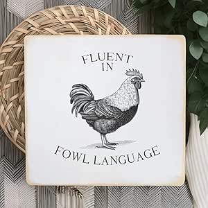 Amazon.com : Fluent in Foul Language Wood Sign Modern Farmhouse Antique ...