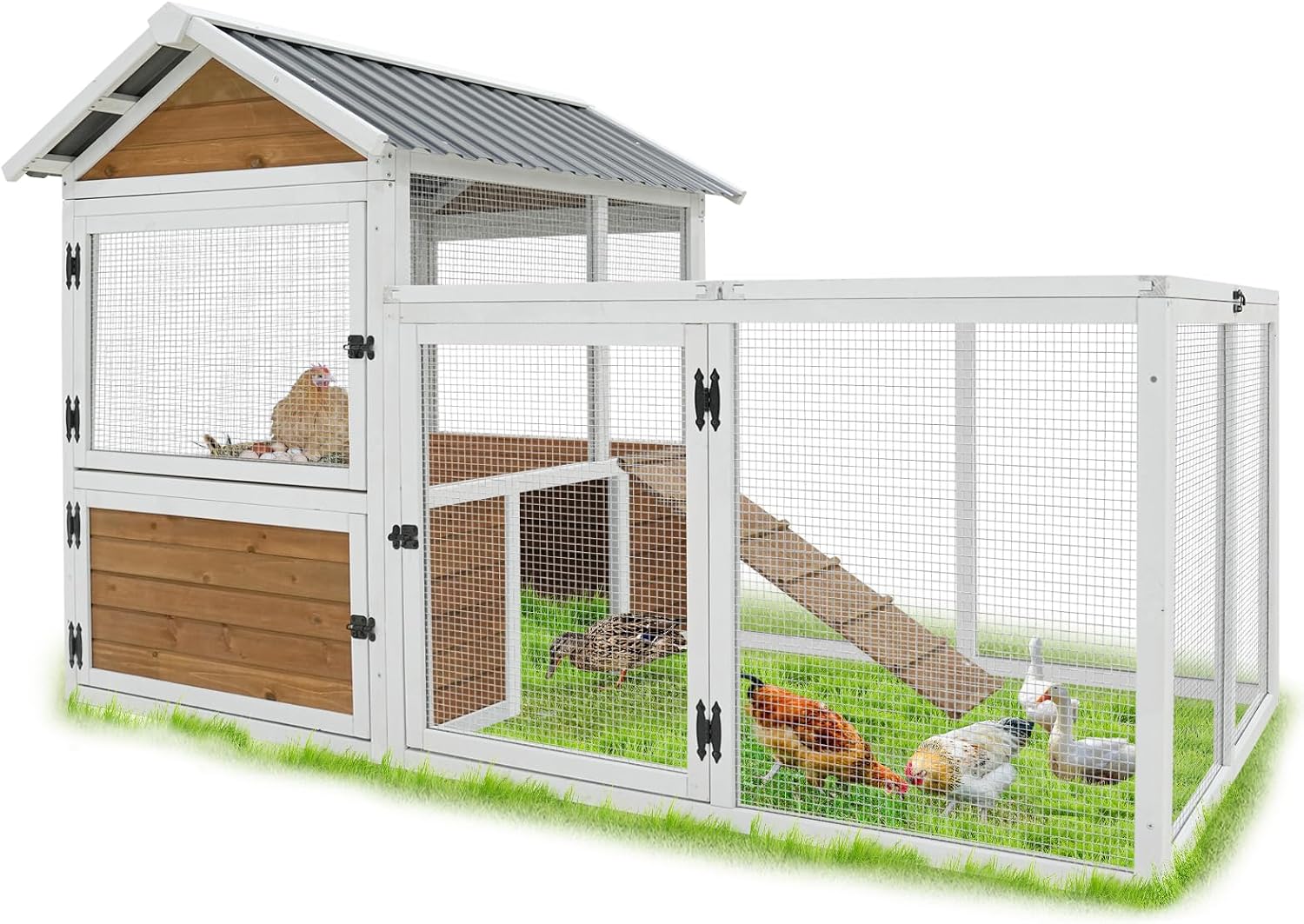 Amazon.com: POPUQUEEN Large Chicken Coop for 10 Chickens,Outdoor ...