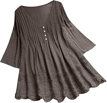 Womens Boho Peasant Linen Shirt Tops Bohemian Style Plus Size Floral ...