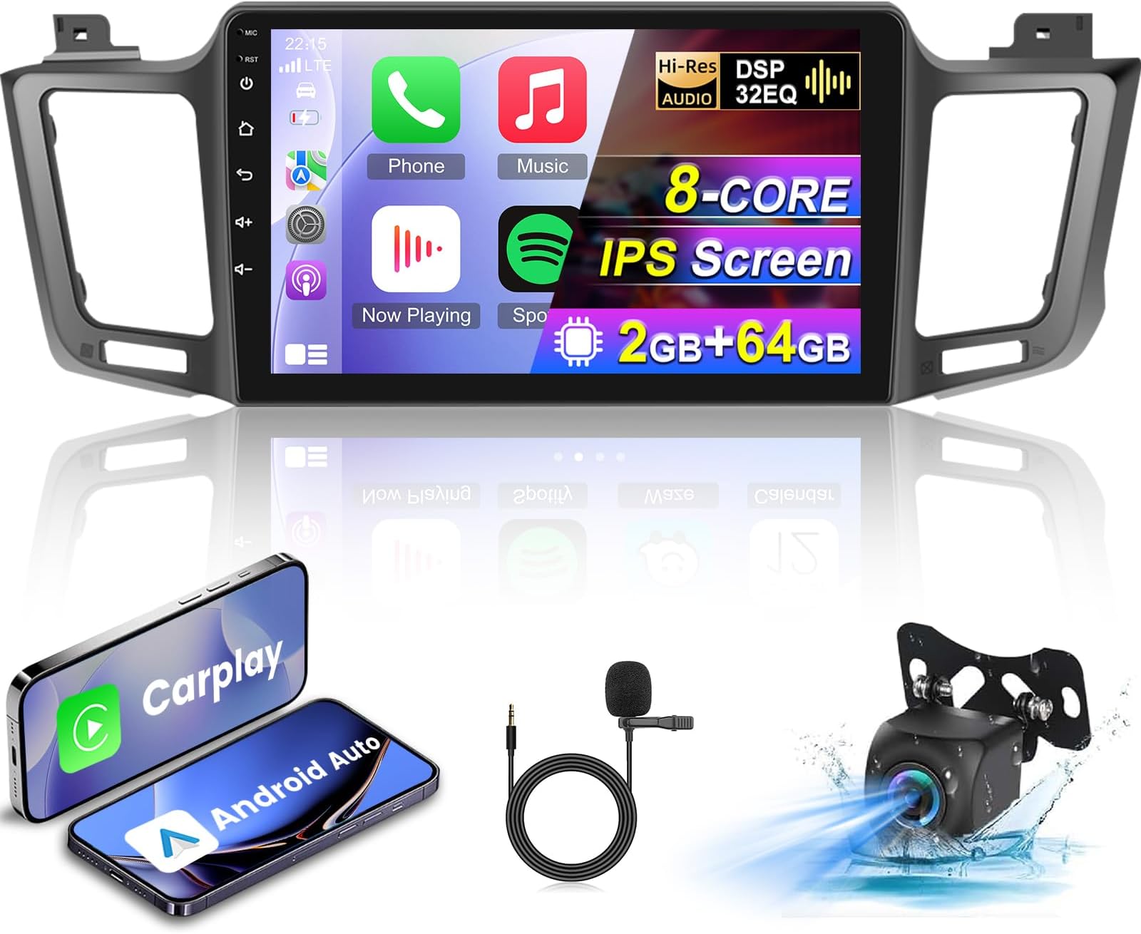 Amazon.com: 8-Core Car Stereo for Toyota RAV4 2013-2019 - [2+64G] 10.1 ...