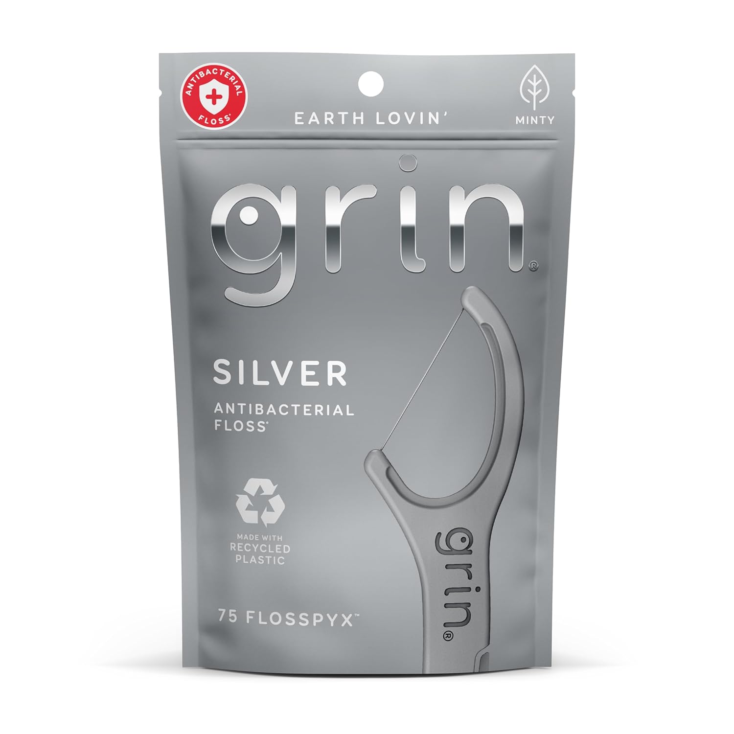 Amazon.com : GRIN Silver Flosspyx, Floss Picks, 75 Count, Dental ...