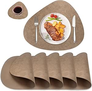 Amazon.com: Arineng Triangle Placemats Set of 6 with Coasters, Cowhide ...