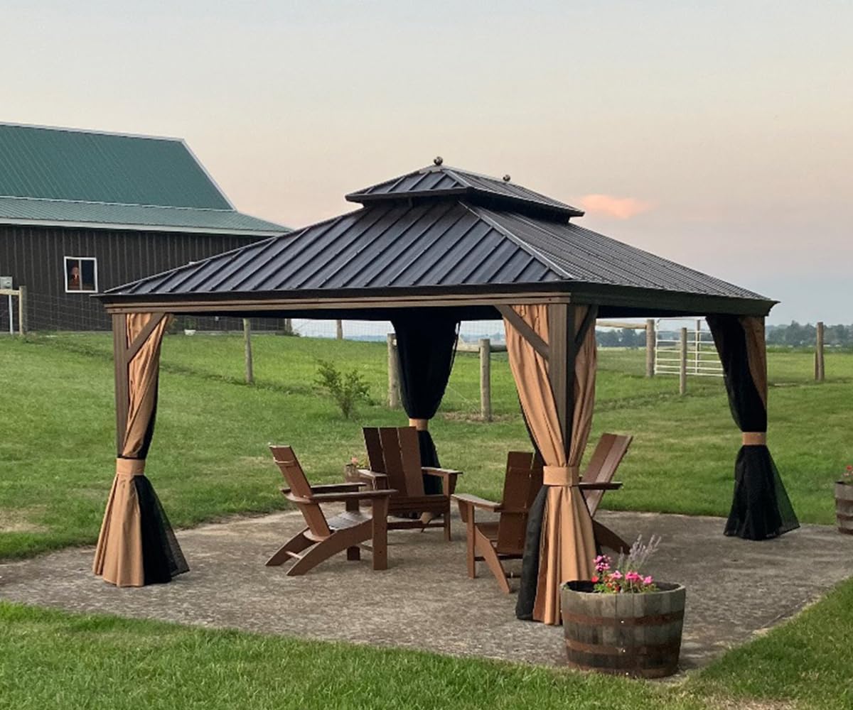 Purple Leaf 12 X 14 Outdoor Hardtop Gazebo Permanent Outside ...