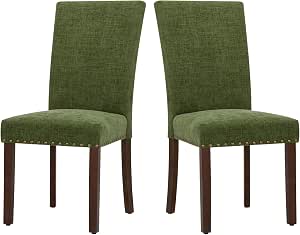 Amazon.com - COLAMY Upholstered Parsons Dining Chairs Set of 2, Fabric ...
