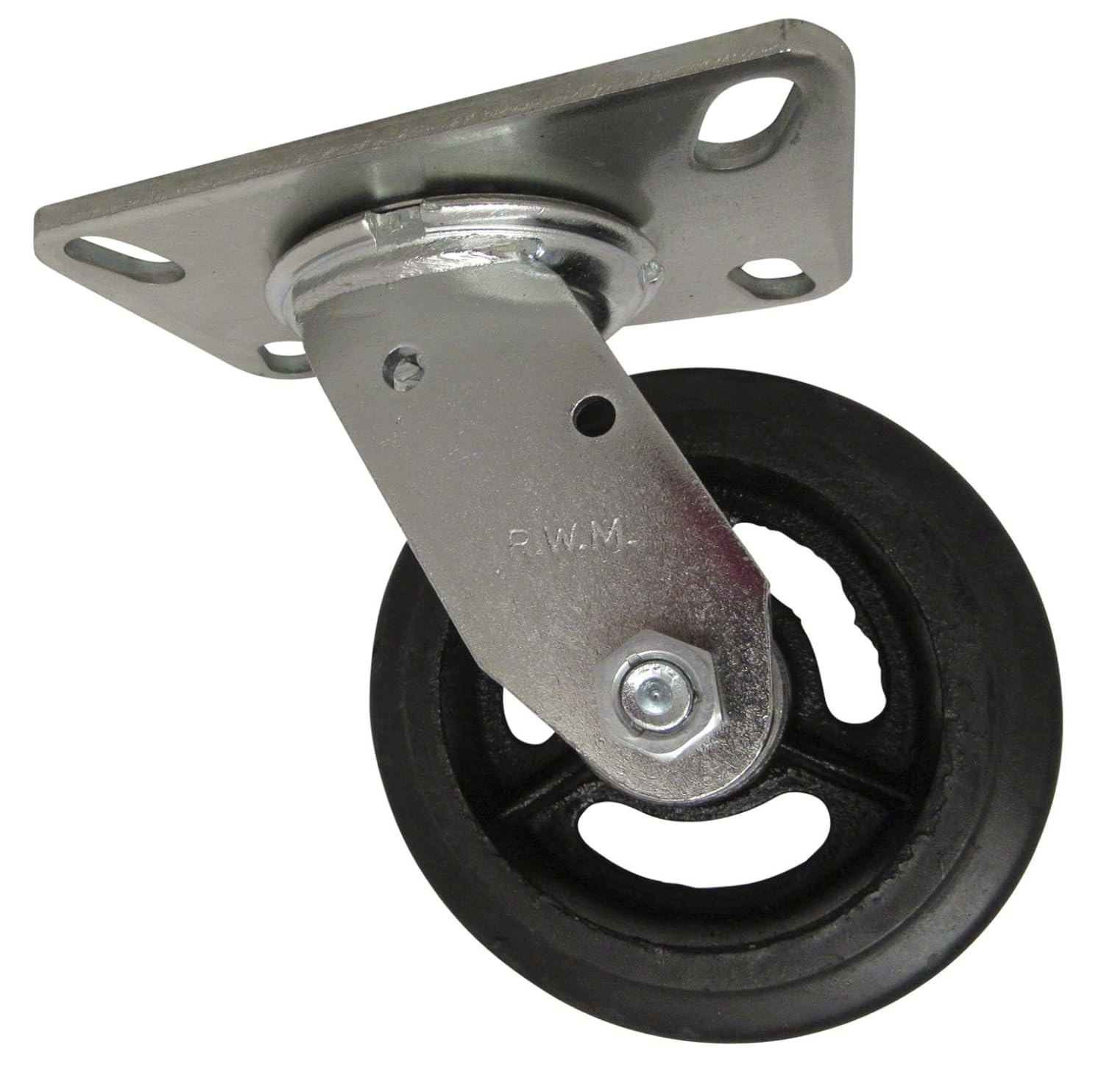 RWM Casters 46-RIR-0520-S-42ST 46 Series 6-1/2" High, 5" Rubber on Iron ...