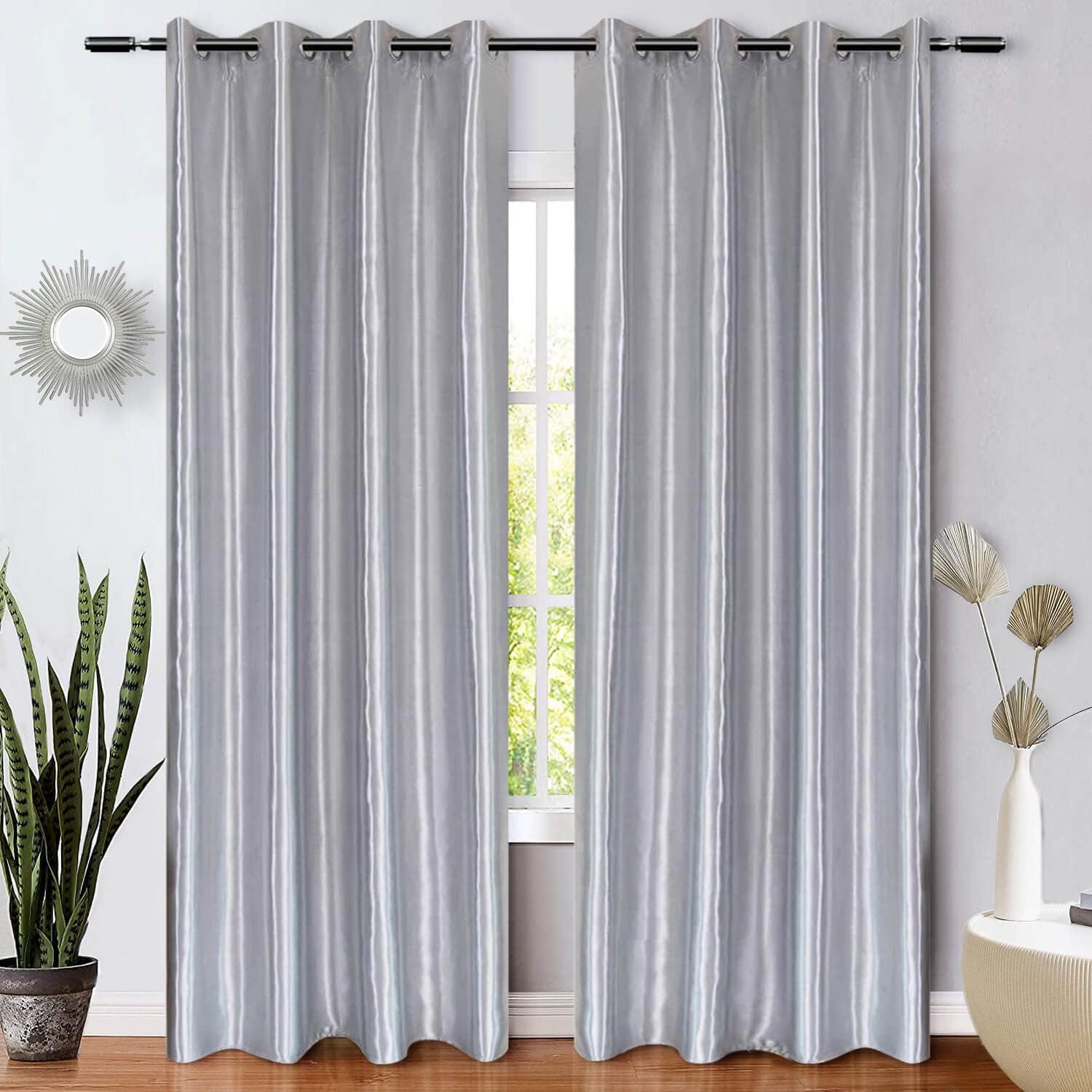 Amazon.com: WUBODTI Silver Grey Blackout Curtains for Bedroom 96 Inch 2 ...