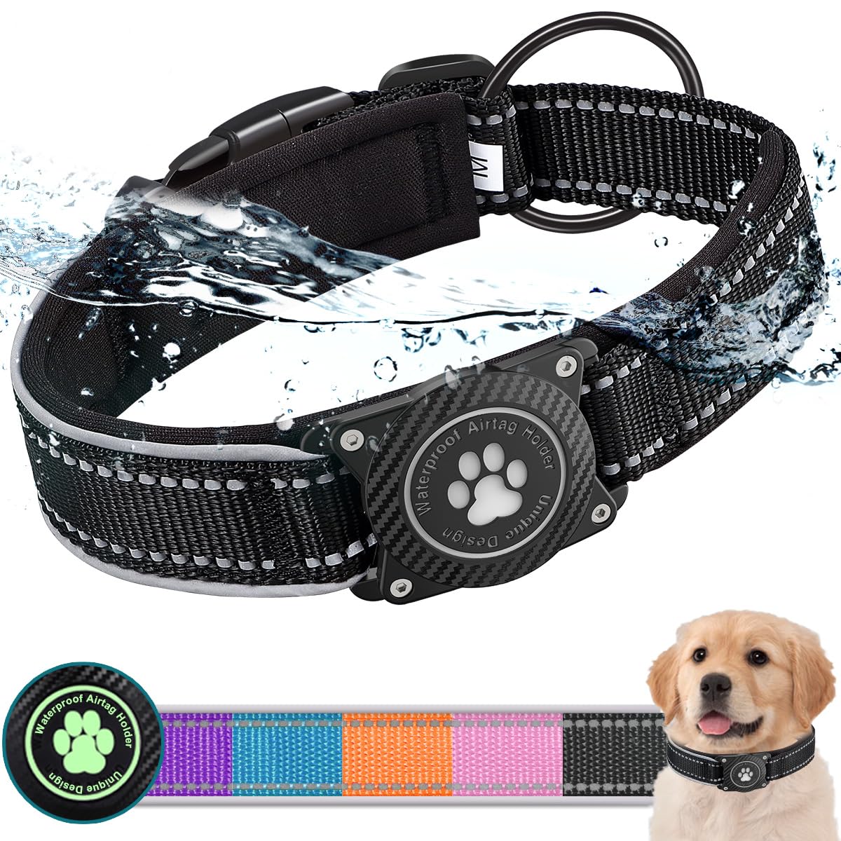 Amazon.com : OKVSKO Airtag Dog Collar with Waterproof Air Tag Holder ...