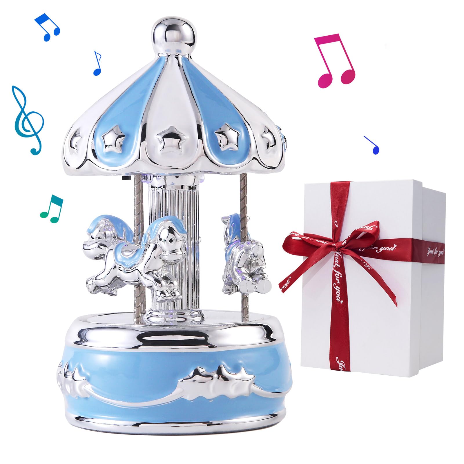 Amazon.com: LMMIUU Carousel Music Box Gift Wrapped Ceramic Musical ...
