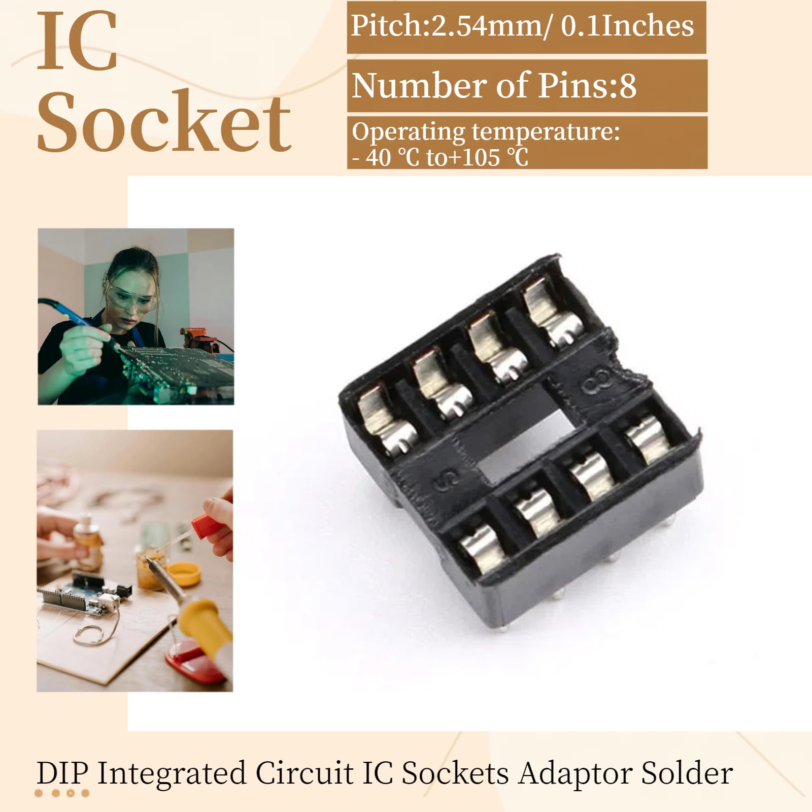 Snapklik.com : 20Pcs 8P IC Socket DIP Integrated Circuit IC Sockets ...