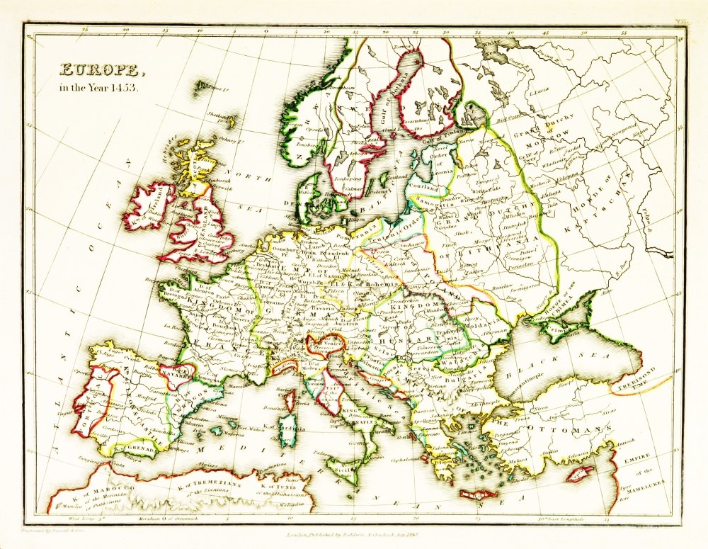 Political Map Of Europe 1453 The Advance Of The Ottoman Turks,