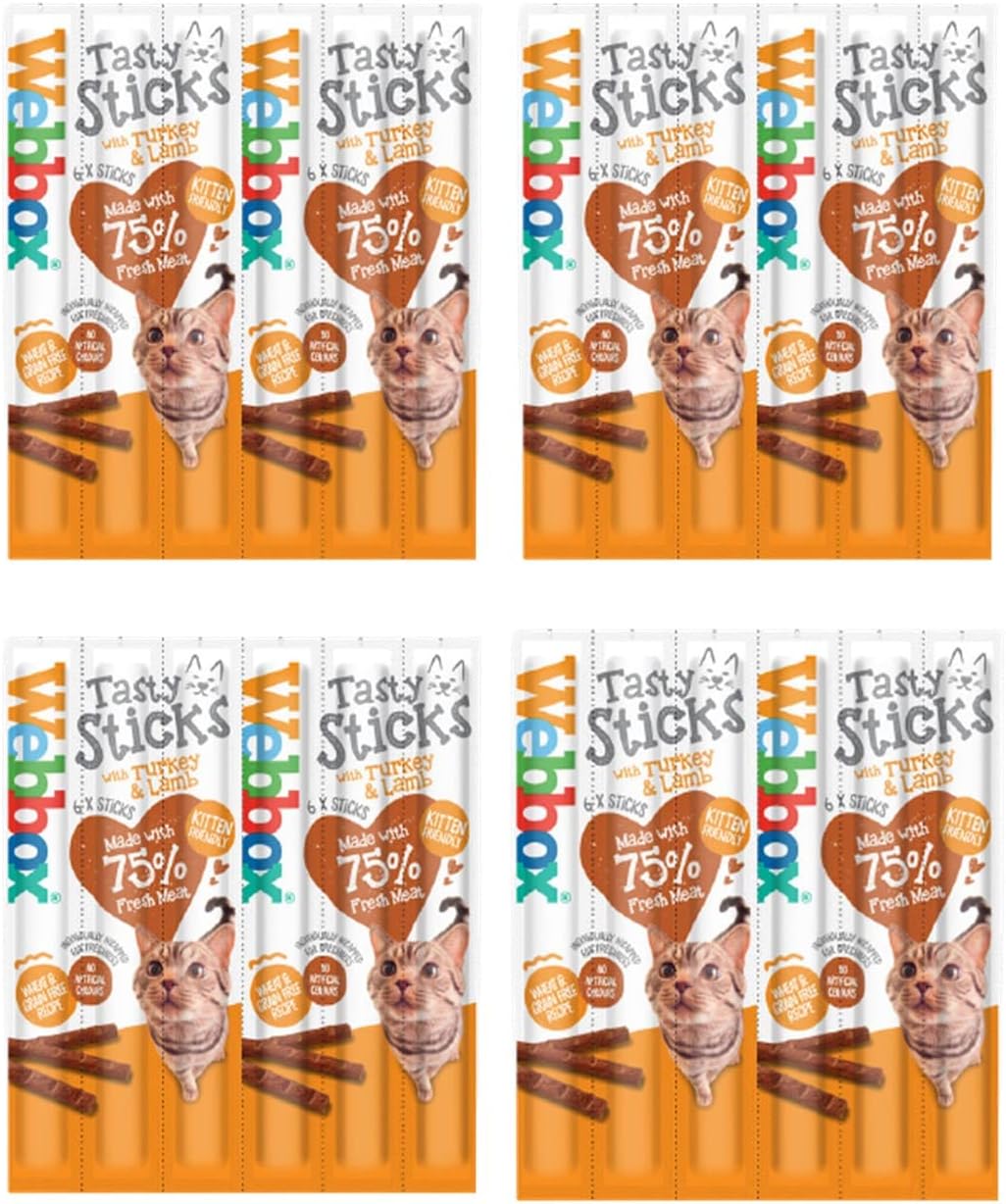 Webbox Cats Delight Tasty Sticks Chews Treats Variety Pack 4 x 6 (24 ...