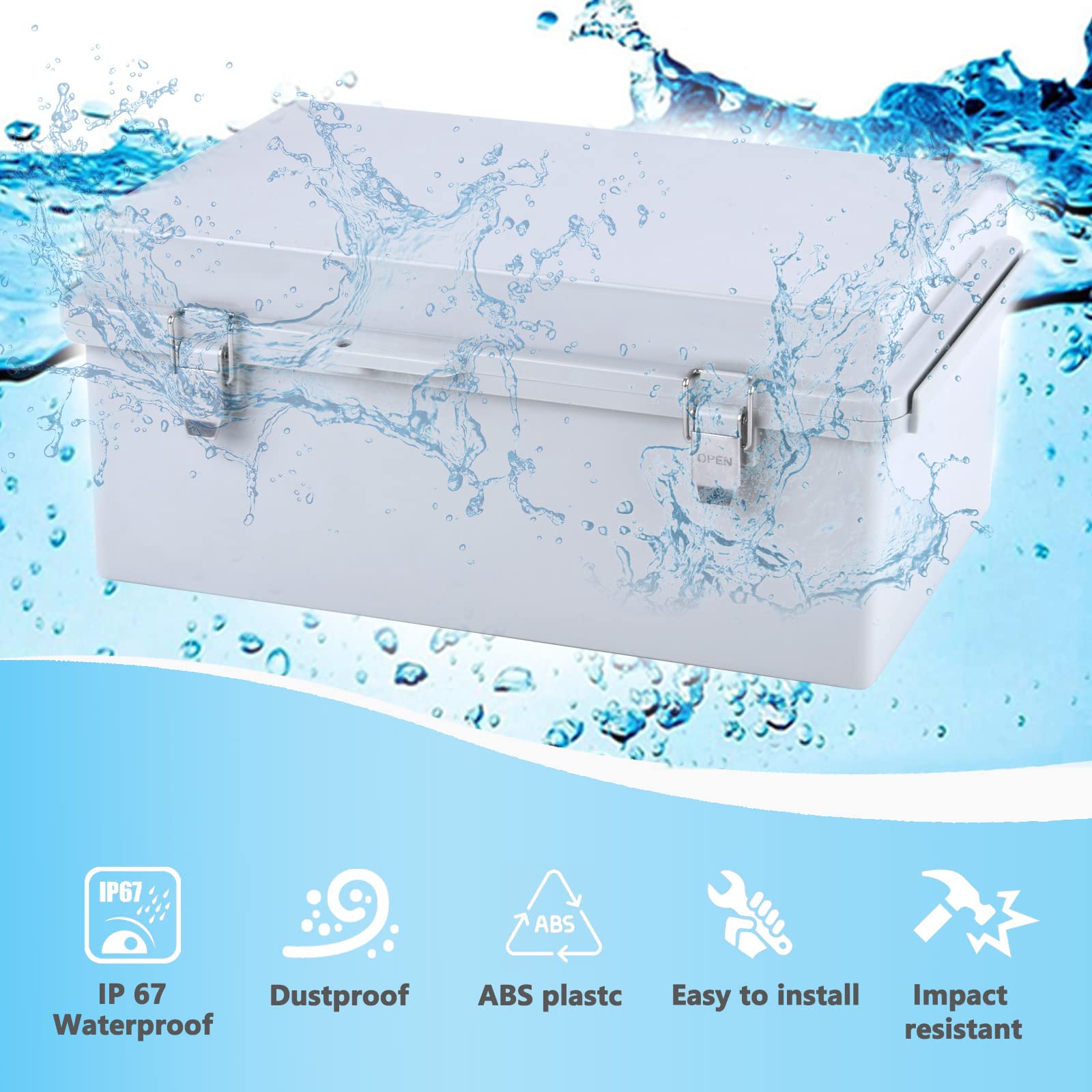 GasSaf ABS Junction Box, Project Box, IP67 Waterproof Plastic Enclosure ...