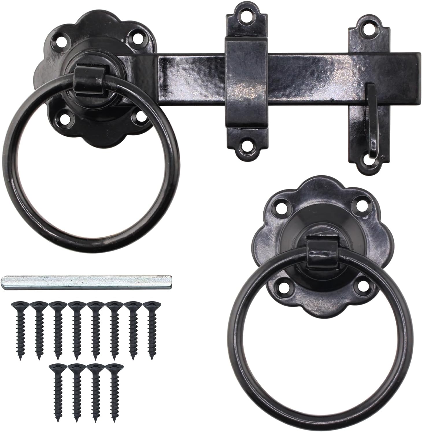 EAI Ring Gate Latch Set | 6 Inch / 150mm Heavy Duty Twisted Black Auto ...