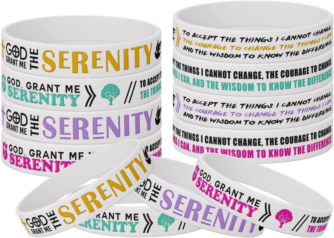 Amazon.com: BQL (12-Pack) Serenity Prayer Bracelets Silicone Wristbands ...