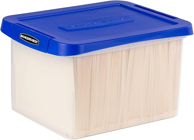 Amazon.com : Bankers Box Heavy Duty Plastic File Storage Box with ...