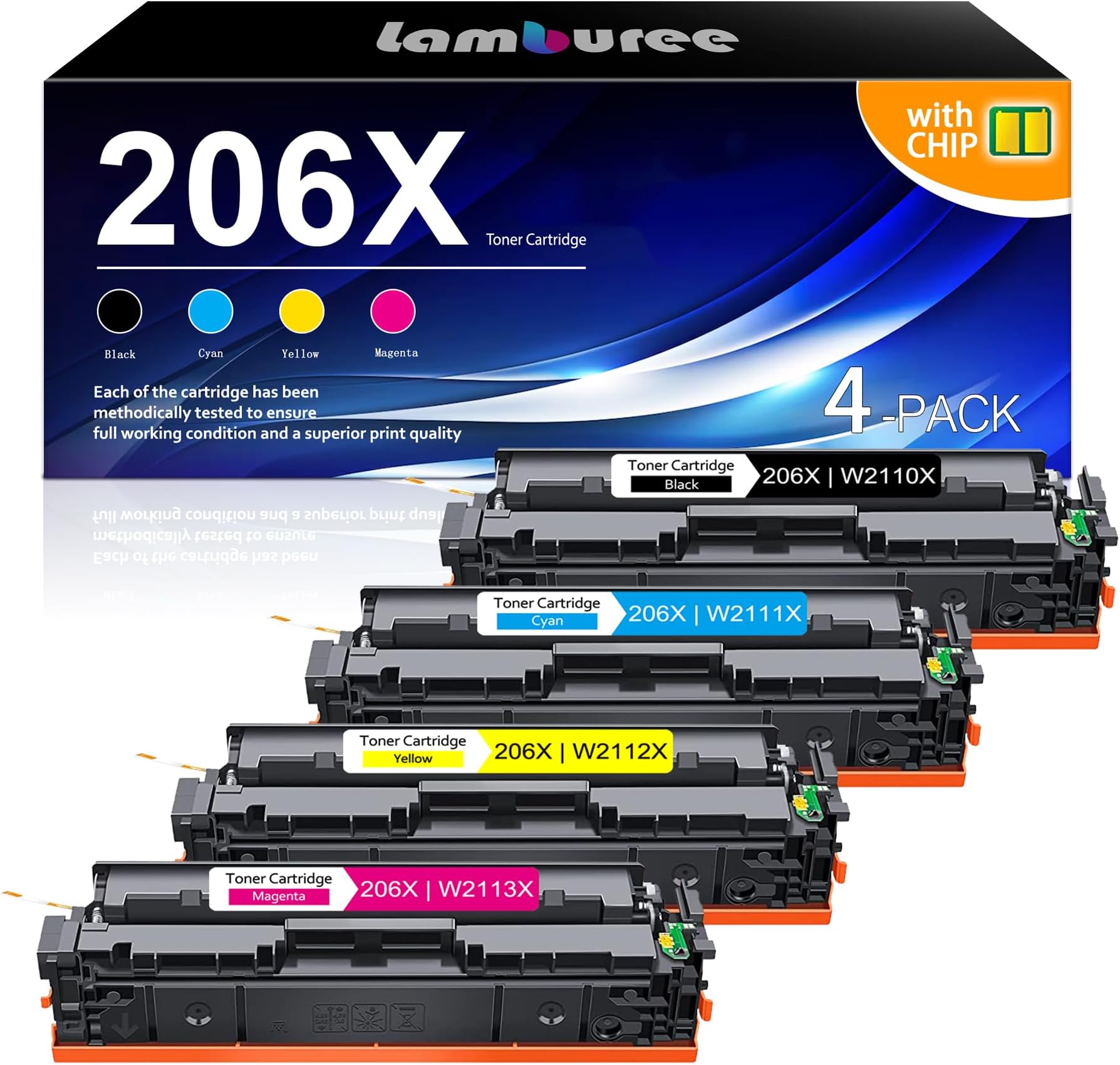 Amazon.com: 206X Toner Pack 4 High Yield (with chip) Compatible ...