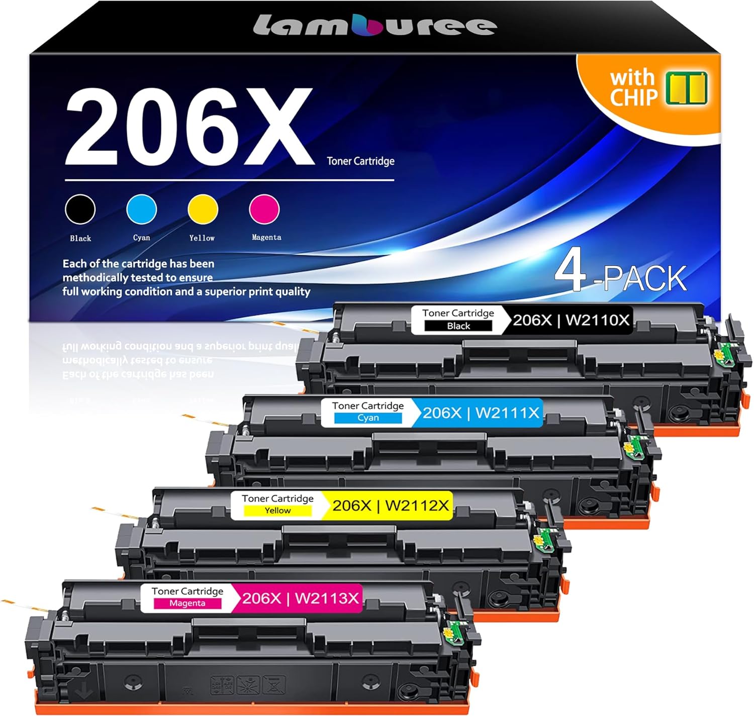 Amazon.com: 206X Toner Pack 4 High Yield (with chip) Compatible ...