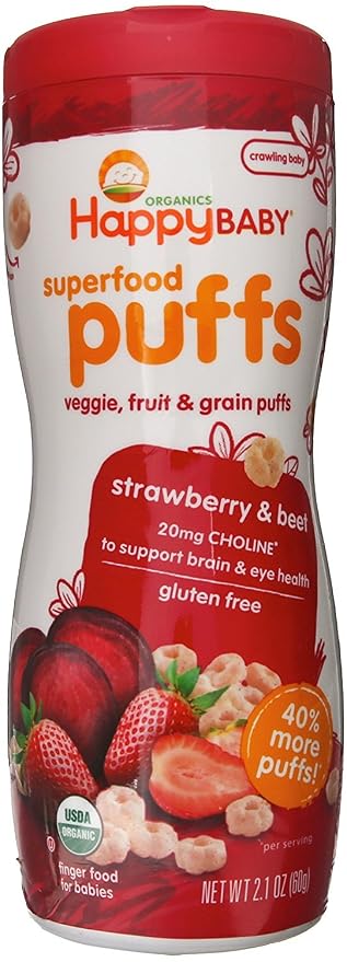 Amazon.com: Happy Baby Organic Superfood Puffs Strawberry & Beet, 2.1 ...