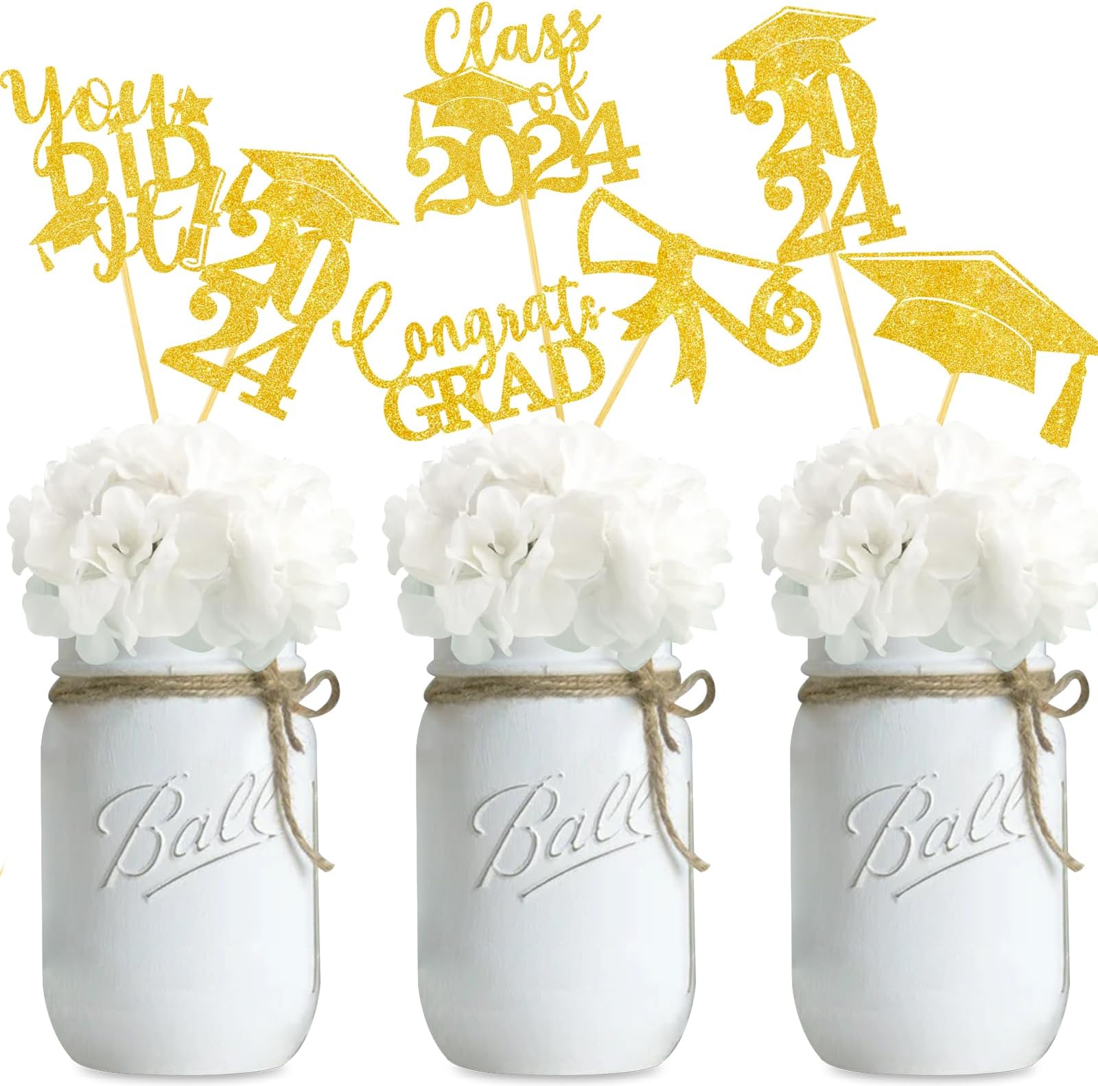 Amazon.com: Graduation Centerpiece Sticks 24PCS Glitter Grad Picks ...