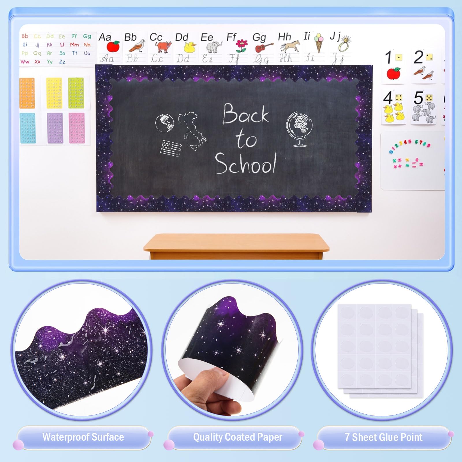 Snapklik.com : AWIZOM 72 Feet Starry Sky Bulletin Board Borders Dark ...