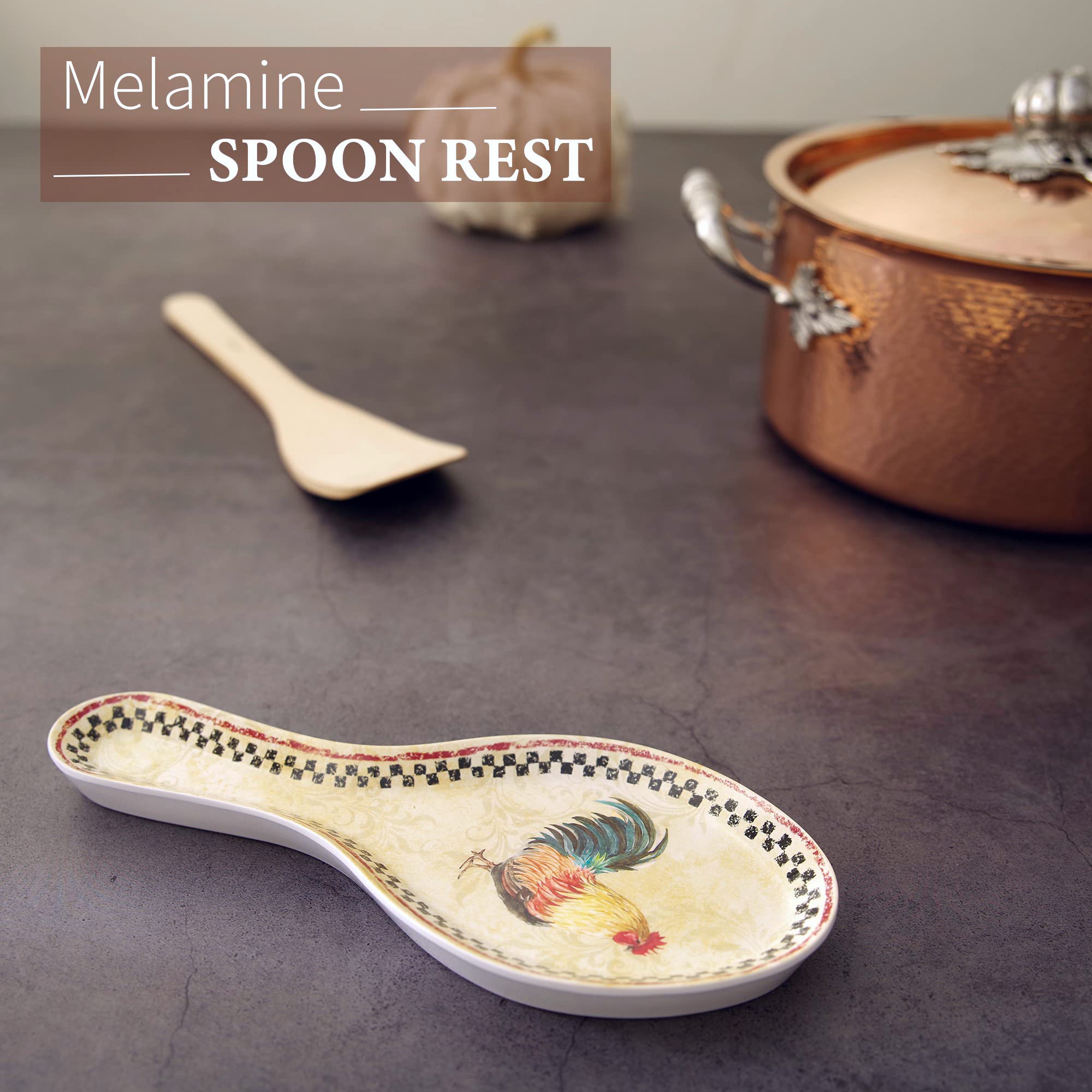 Snapklik.com : ware Country Rooster Melamine Spoon Rest, Cooking Spoon ...
