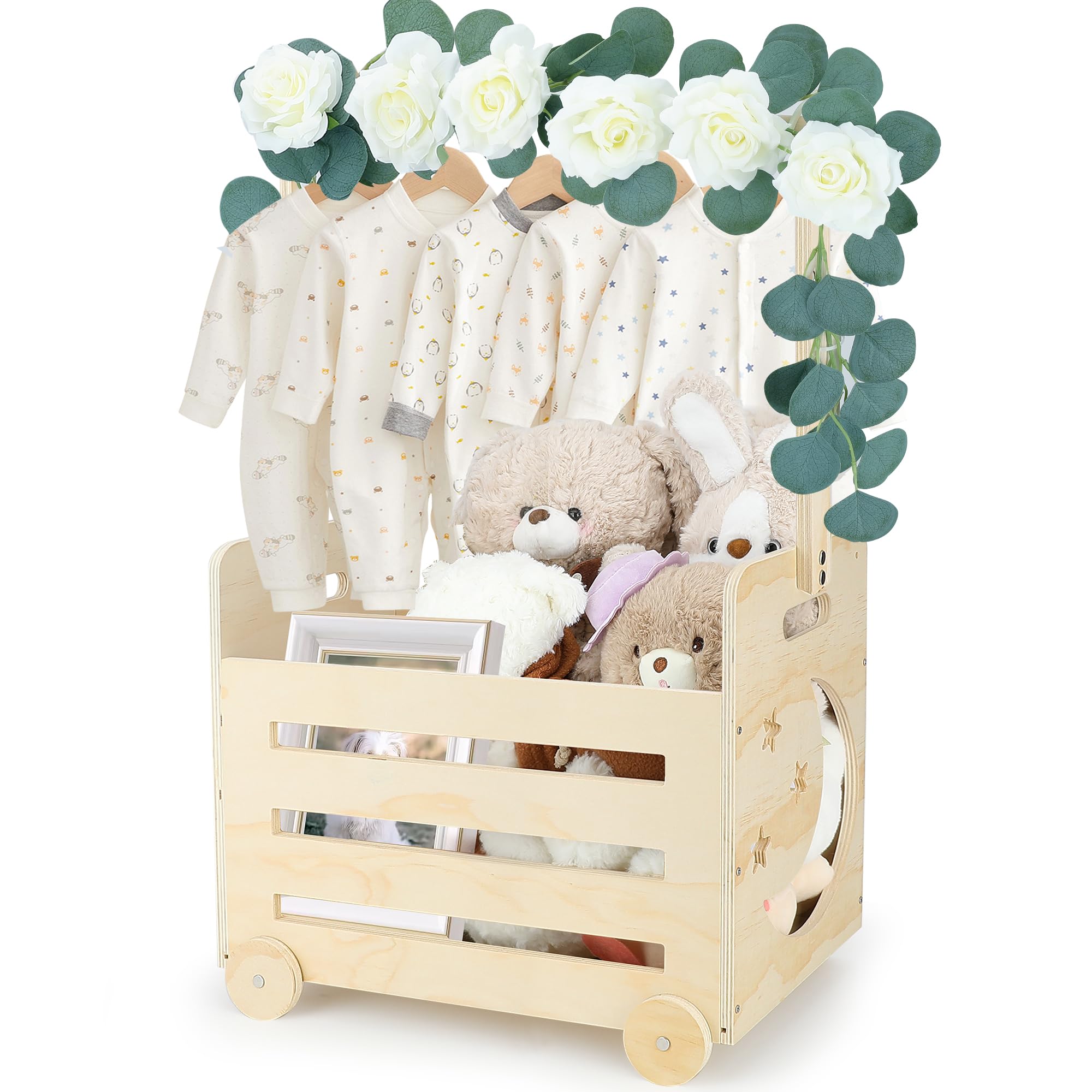 Amazon.com: Wooden Baby Shower Crate Closet with Wheels & Higher Handle ...