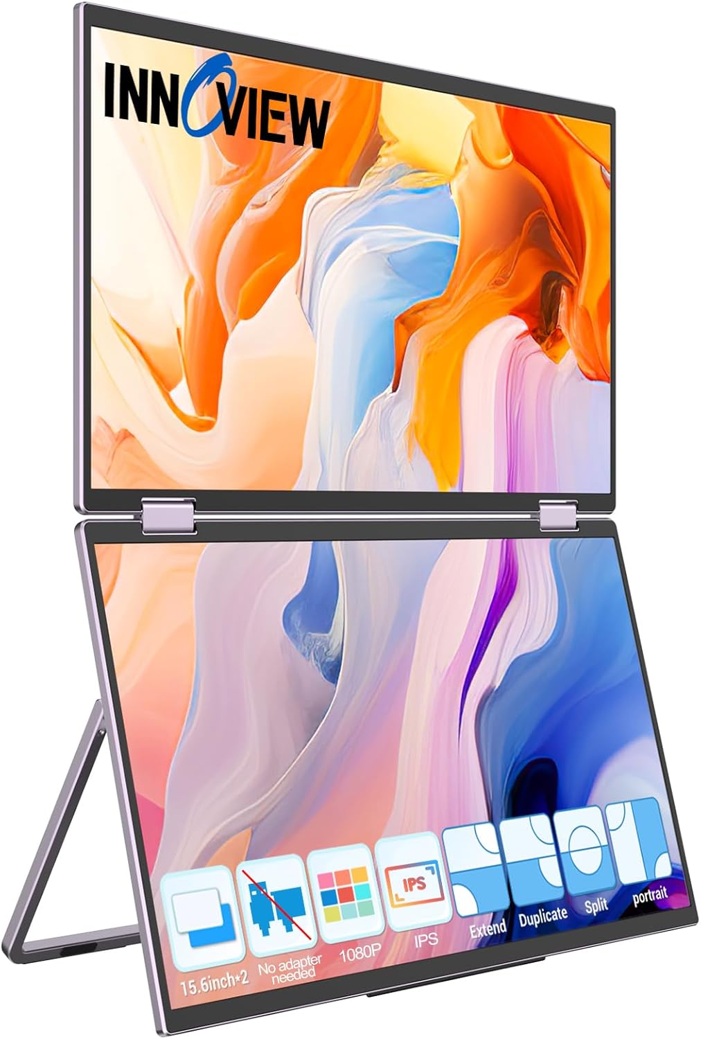 InnoView Laptop Screen Extender 15.6" Dual Monitors Stacked Folding ...