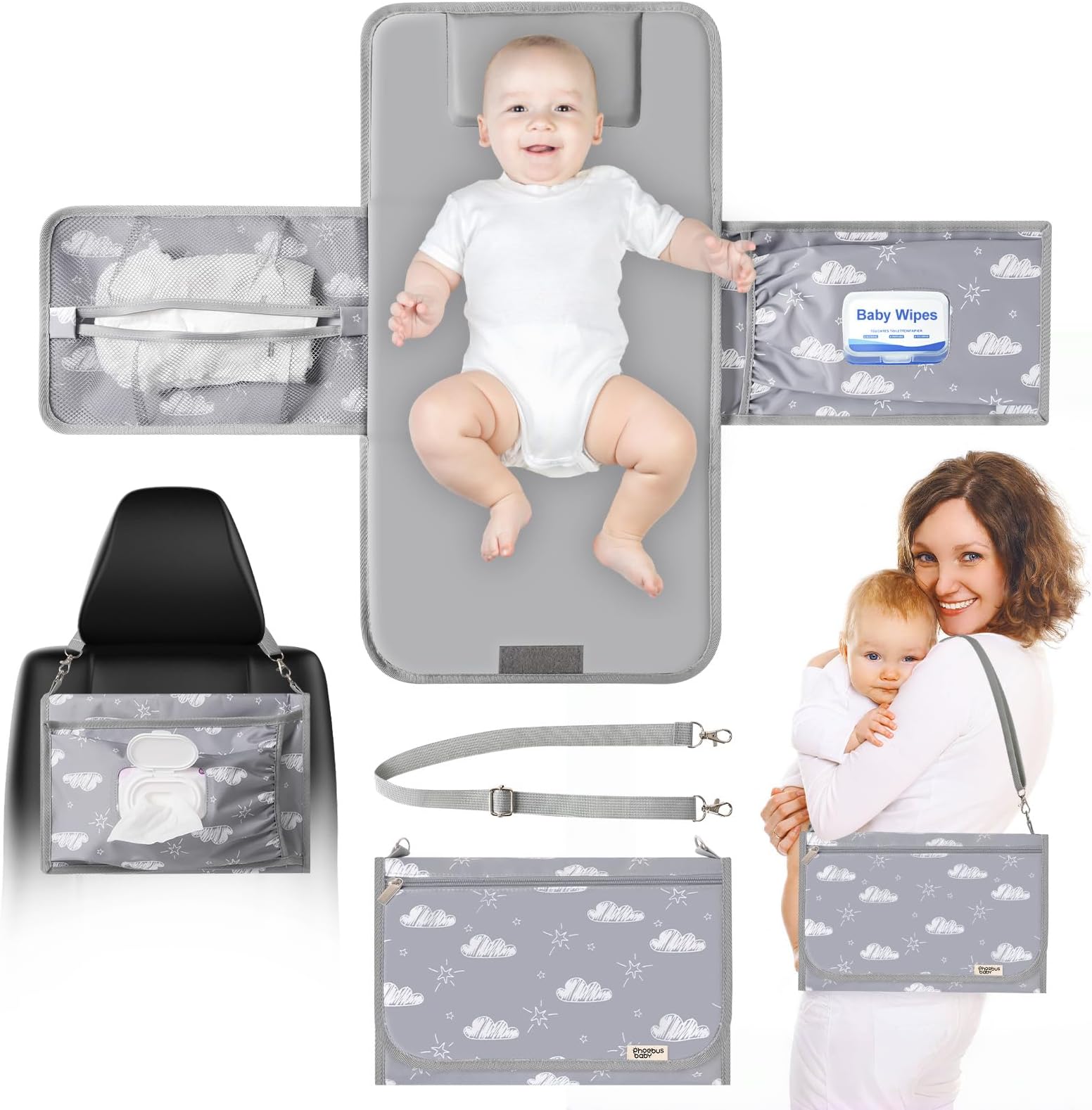 Amazon.com : PHOEBUS BABY Portable Diaper Changing Pad - Travel ...