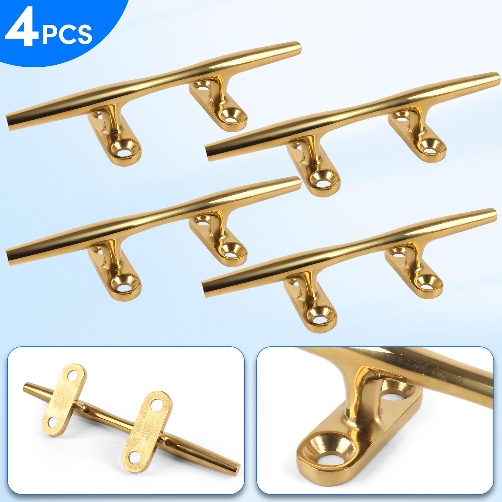 Snapklik.com : Boat Cleat, Brass Color Dock Cleats 6 Inch, 316 ...